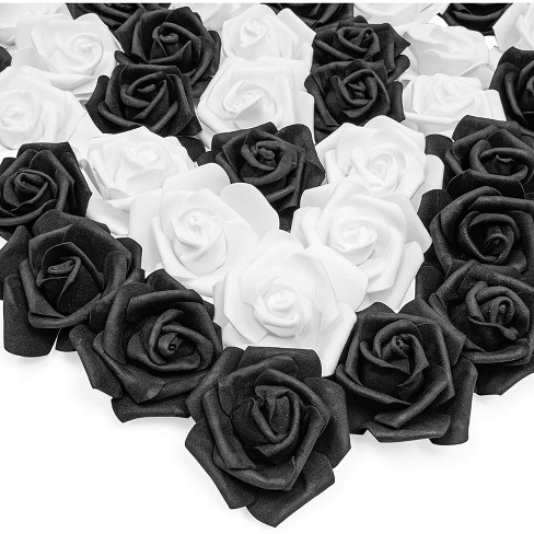 Bright Creations 100 Pack Stemless Foam Flowers, 3 Inch Black And White ...