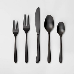 20pc Stainless Steel La Vague Silverware Set Matte Black - Megachef ...