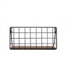 Small Black Wire Metal And Wood Hanging Wall Shelf - Foreside Home ...