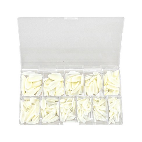 Unique Bargains Women's Full Coverage Almond Fake Nails Beige 1 Set ...