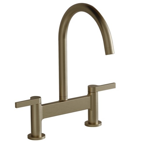 Modern Two Handle 2 Hole Bridge Kitchen Faucet With 360 Degree Swivel ...
