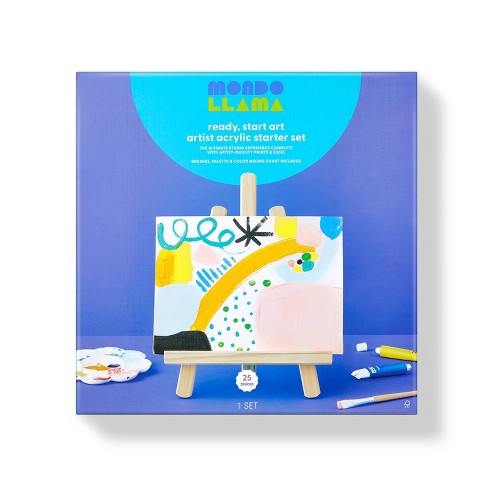 25pc Artist Acrylic Starter Set - Mondo Llama™: Easel & Paint Kit With ...