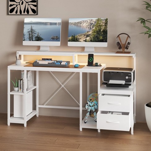 Home Office Desk With Led Light & Power Outlets : Target