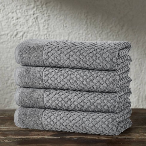 4pc Cotton Diamond Textured Bath Towel Set Dark Gray - Isla Jade ...