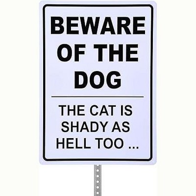 Bigtime Signs Durable And Highly Visible "beware Of Dog Cat Is Shady As ...