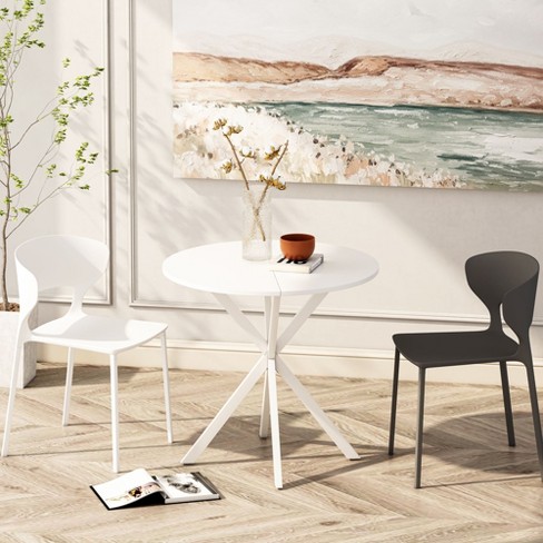 Avatar 31.5'' Modern Round Dining Table With Crossed Legs,white ...