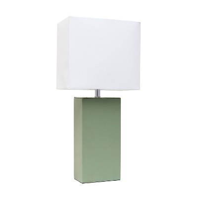 21" Lexington Leather Base Modern Home Decor Bedside Table Lamp With ...