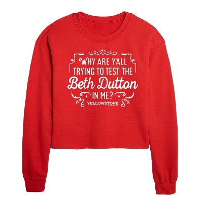 Yellowstone Trying To Test The Beth Dutton Cropped Long Sleeve Crew ...