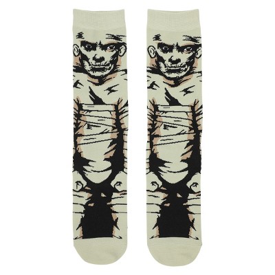 Universal Monsters Mummy Men’s White Animigos Crew Socks : Target
