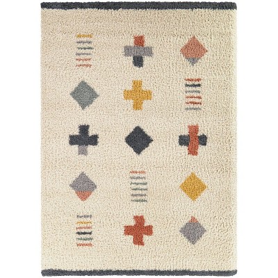 Balta Rugs 5'3"x7' Erin Striped Plush Teen Rug Cream: High Pile, Stain ...