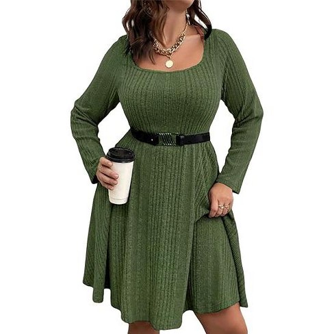 Womens Plus Size A Line Wrap Sweater Dress Sweater Dress In Plus Size ...