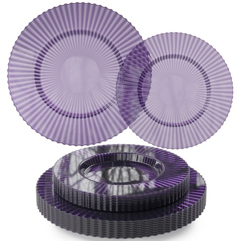 Earthtrends 40 Ct Gemstone Translucent Glasslike Plastic Fluted Plates ...