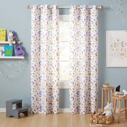 Estate View Kids Room Darkening Grommet Top Unicorn Magic Glow In The Dark Curtain Panel Pair 38 x96