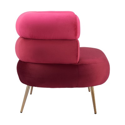 HomeStock 31.9 in H Red Finish Round Wood Frame Straight Armchair Piece ...