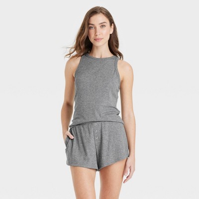 Women's Cloud Knit Short Sleeve Notch Collar Top And Shorts Pajama Set ...