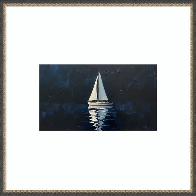 Amanti Art Sailboat at Night by Hugo Wood Framed Wall Art Print 33 in ...