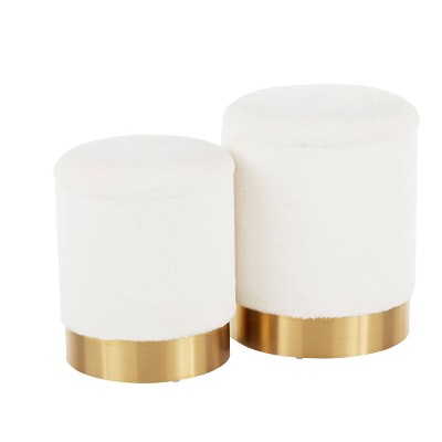 Set Of 2 Marla Contemporary Glam Nesting Ottomans Gold/cream ...