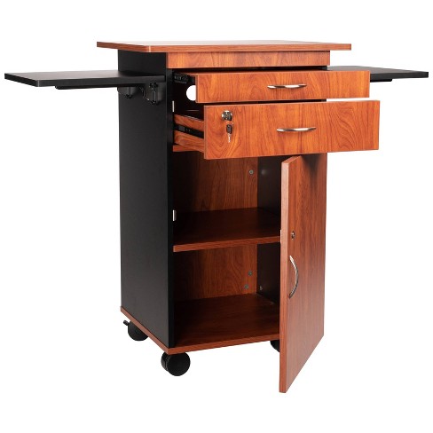 Multimedia Lecture Podium Cart Cherry/black - Hampden Furnishings : Target