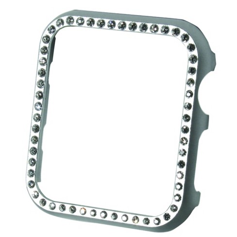 Olivia Pratt Silver Aluminum Metal Rhinestone Apple Watch Bumper 44mm ...