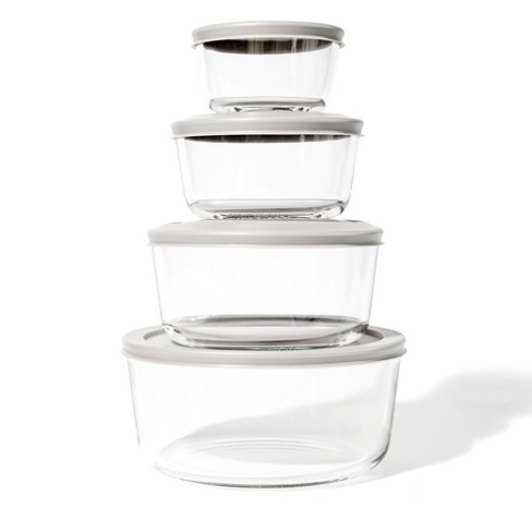 Dura Living® 8pc Round Glass Food Nesting Container Set - Grey : Target
