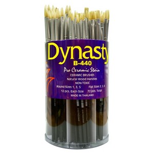 Dynasty White Bristle Round and Flat Brush Canister, 72 Brushes : Target