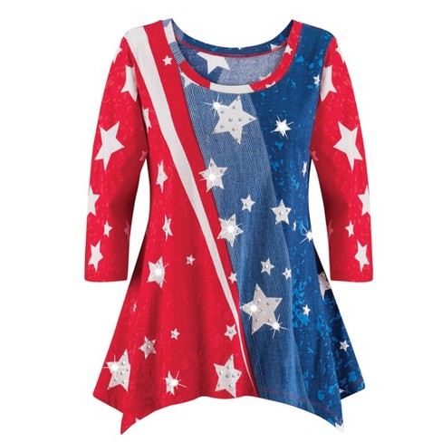 Collections Etc Stars And Stripes Patriotic Festive Knit Flattering ...