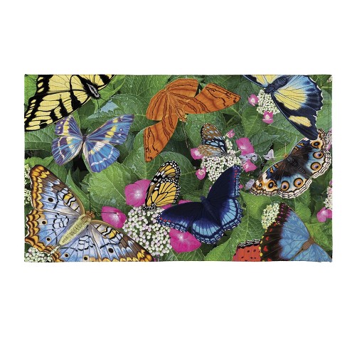 Evergreen Hello Butterflies Washable Indoor/ Outdoor Mat Indoor And ...