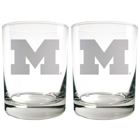 Ncaa Michigan Wolverines Laser Etched Rocks Glass Set - 2pc : Target
