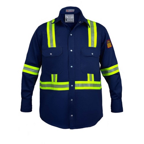 Flame Resistant High Visibility Shirt - 100% C - 7 Oz Navy Blue Large ...