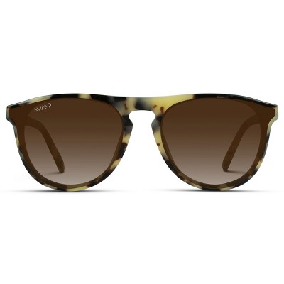 Wmp Eyewear Round One Bridge Modern Aviator Sunglasses - Beige Tortoise ...