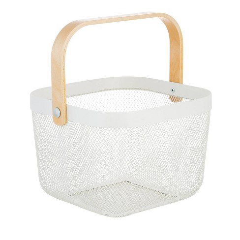 Simplify Mesh Tote With Bamboo Handle White : Target