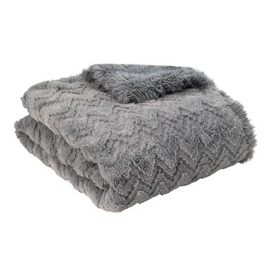Jacquard Faux Fur Throw - Grey Grey : Target