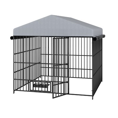 Large Outdoor Dog Kennel With Bowls Pet Enclosure Pens With Cover (6.6 ...