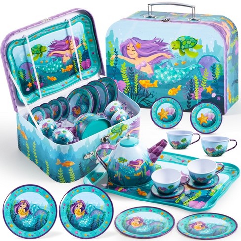 Syncfun Mermaid Tea Party Set For Little Girls, Kid Tea Set, Pretend ...