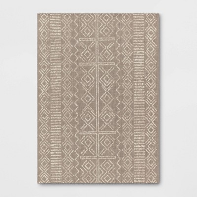 7' X 10' Diamond Tasseled Outdoor Rug Ivory - Threshold™ : Target