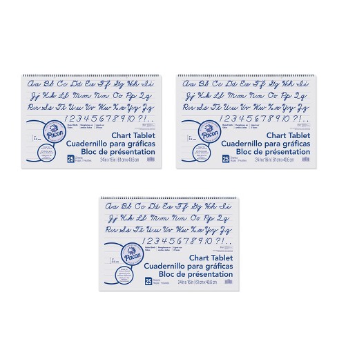 Pacon Chart Tablet, Cursive Cover, 1" Ruled, 24" X 16", 25 Sheets Per ...