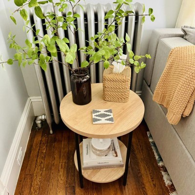 Wood And Metal Round End Table - Room Essentials™ : Target