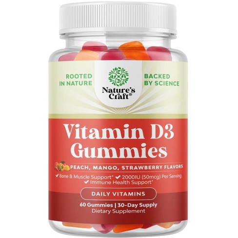 Vitamin D3 Immune Support Gummies 2000 Iu, Nature's Craft, 60ct : Target