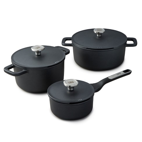 Berghoff Phantom 6pc Nonstick Ceramic Cookware Set With Lids, Recycled ...