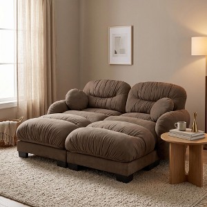 Homy Casa Modern Modular 2-Seater Sectional Sofa, Deep Seat Couch with ...
