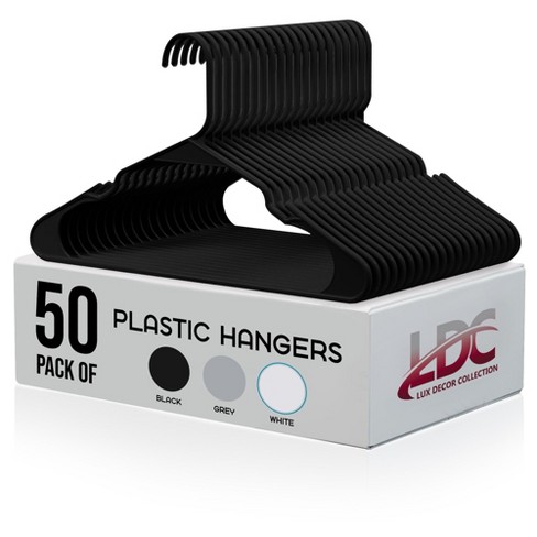 Non Slip Plastic Hangers Clothes Storage Hangers Pack Of 50 - Black ...
