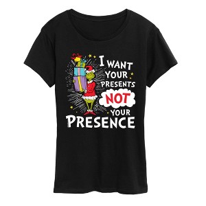 Women's - The Grinch - Presents Not Presence Short Sleeve Graphic T ...