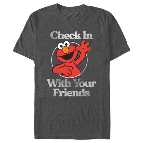 Men's Sesame Street Elmo Check In With Your Friends T-shirt - Charcoal ...