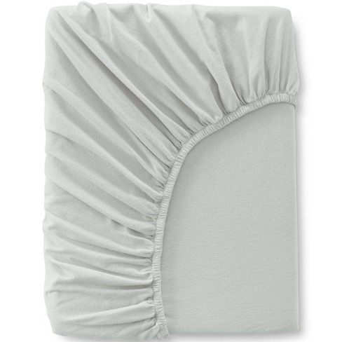 Lands End Comfy Super Soft Cotton Flannel Fitted Bed Sheet 5oz Queen Light Fog Target