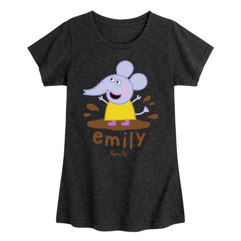 Girls' Peppa Pig Emily Elephant Mud Puddle Fitted Short Sleeve Graphic ...