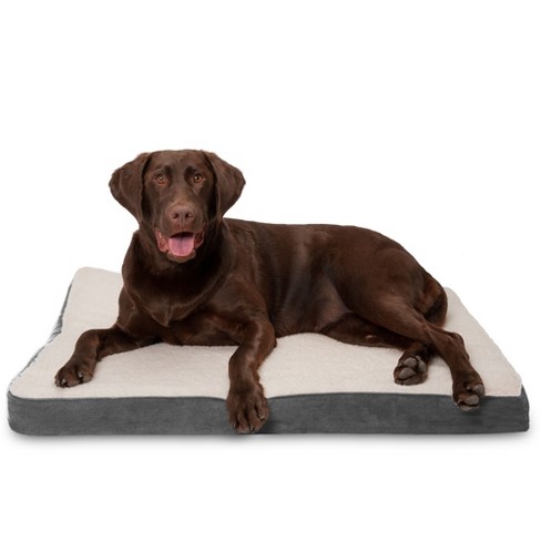 Furhaven Large Faux Sheepskin & Suede Deluxe Orthopedic Dog Bed - Gray ...
