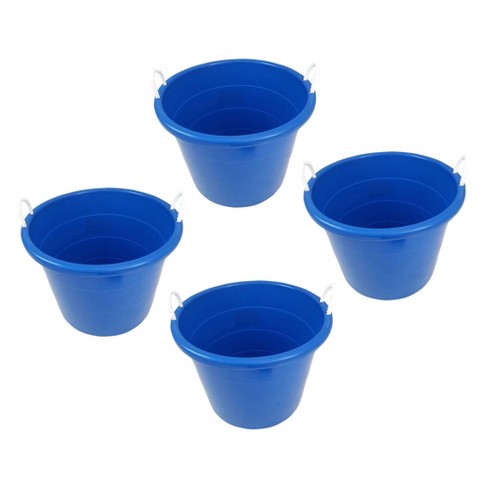Homz Rope handle 18 gallon Open Storage Tubs Plastic Buckets Blue 4 Pack Target