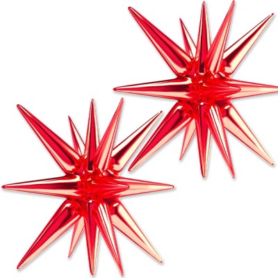 PartyWoo Foil Balloons Red Star Starburst Point 42 Inch 2 pcs : Target