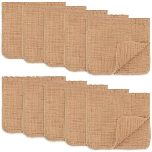 Muslin Burp Cloths Large 100% Cotton By Comfy Cubs (caramel, Pack Of 10 ...