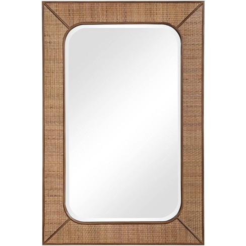 Uttermost Rectangular Vanity Accent Wall Mirror Modern Beveled Maple ...